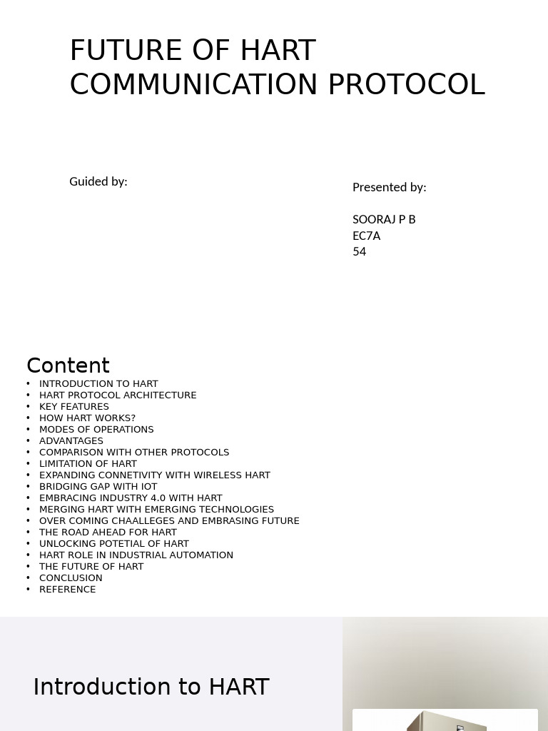 Future of Hart Communication Protocol: Guided By: Presented By: Sooraj ...