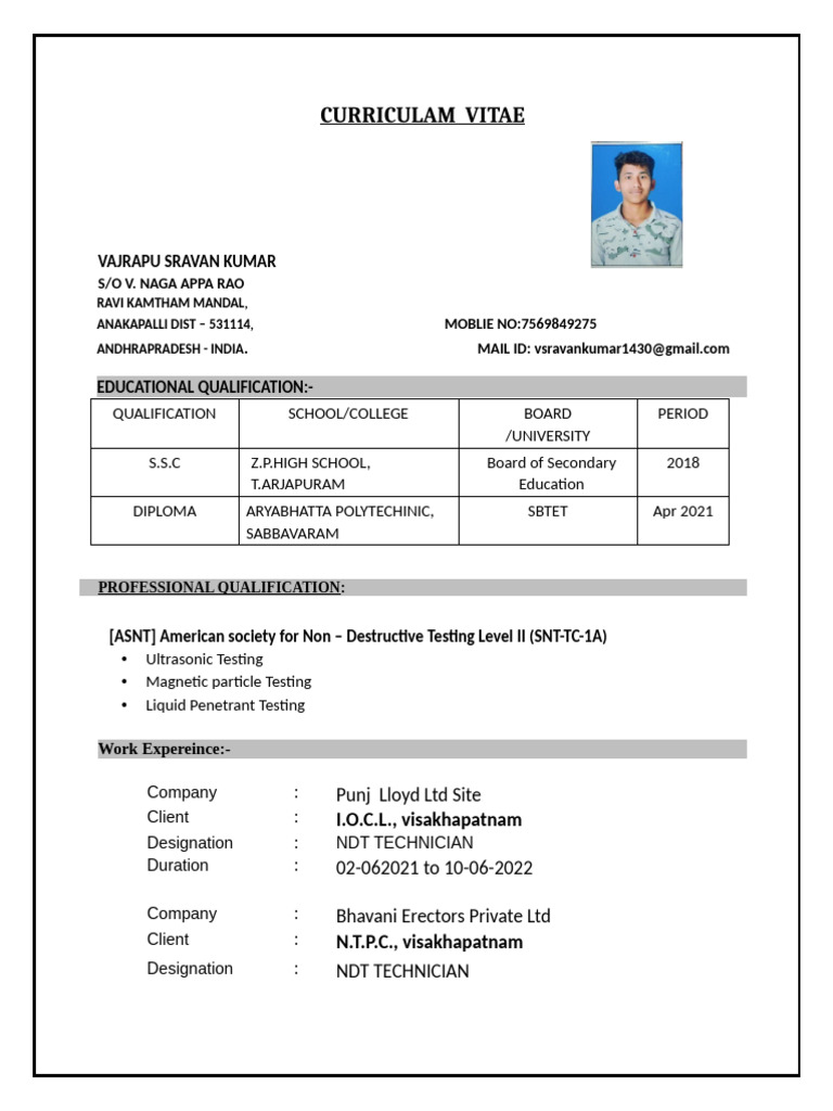 Sravan Kumar Resume | PDF