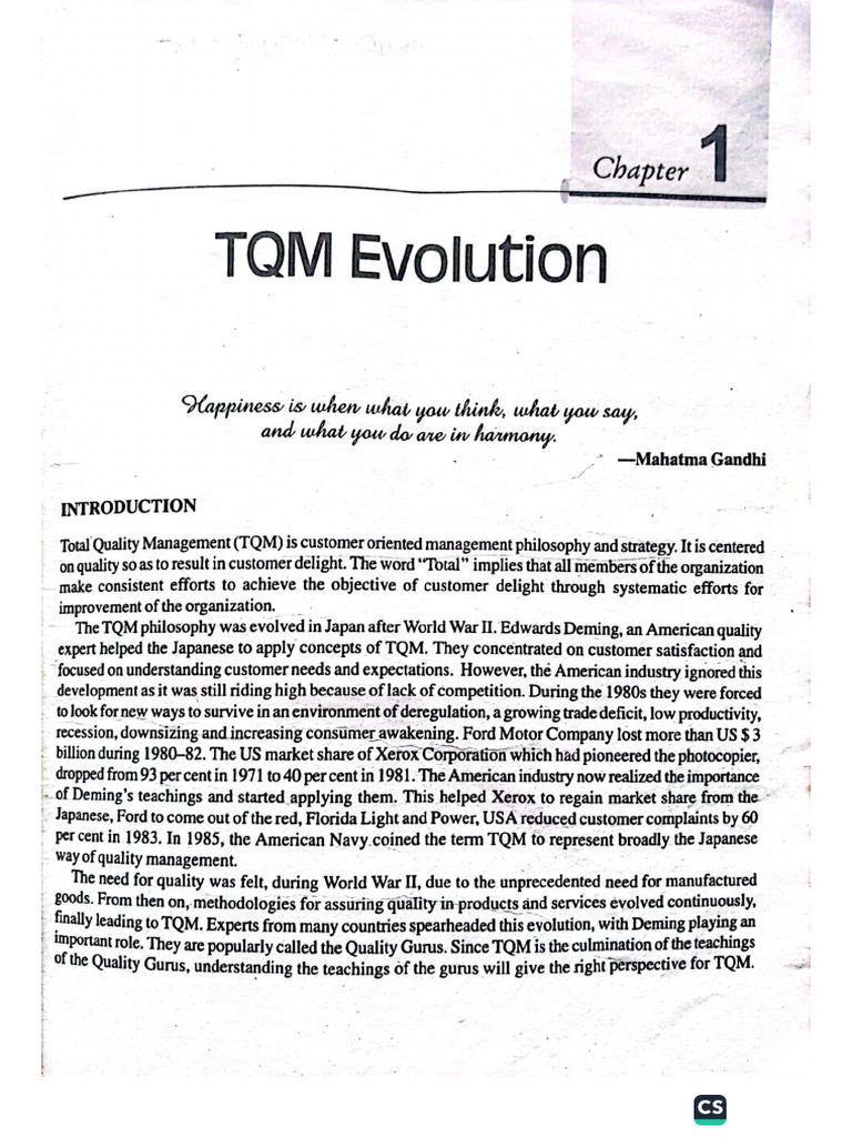 Introduction To TQM | PDF