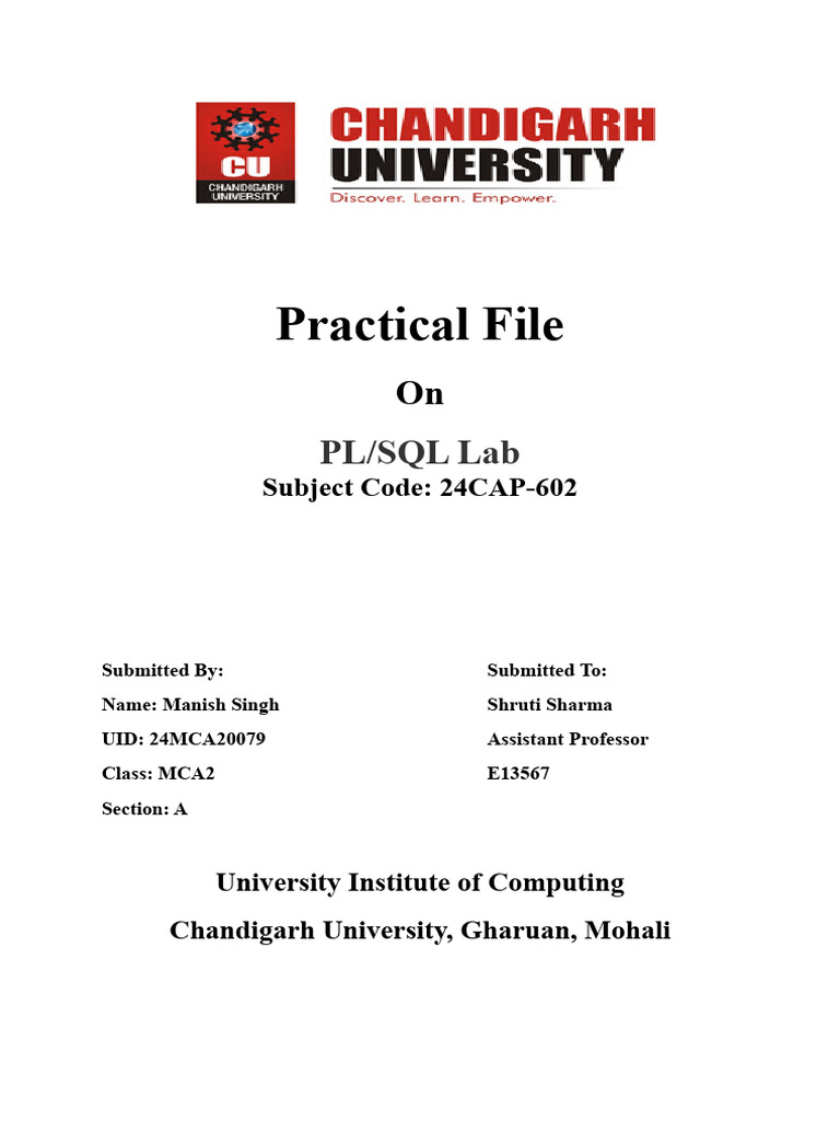 Front Page Format PL SQL | PDF