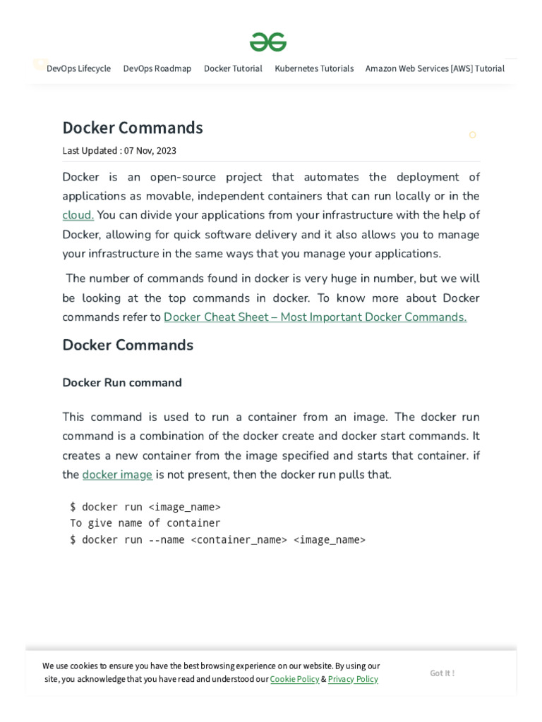 Docker Commands - GeeksforGeeks | PDF | Http Cookie | Software