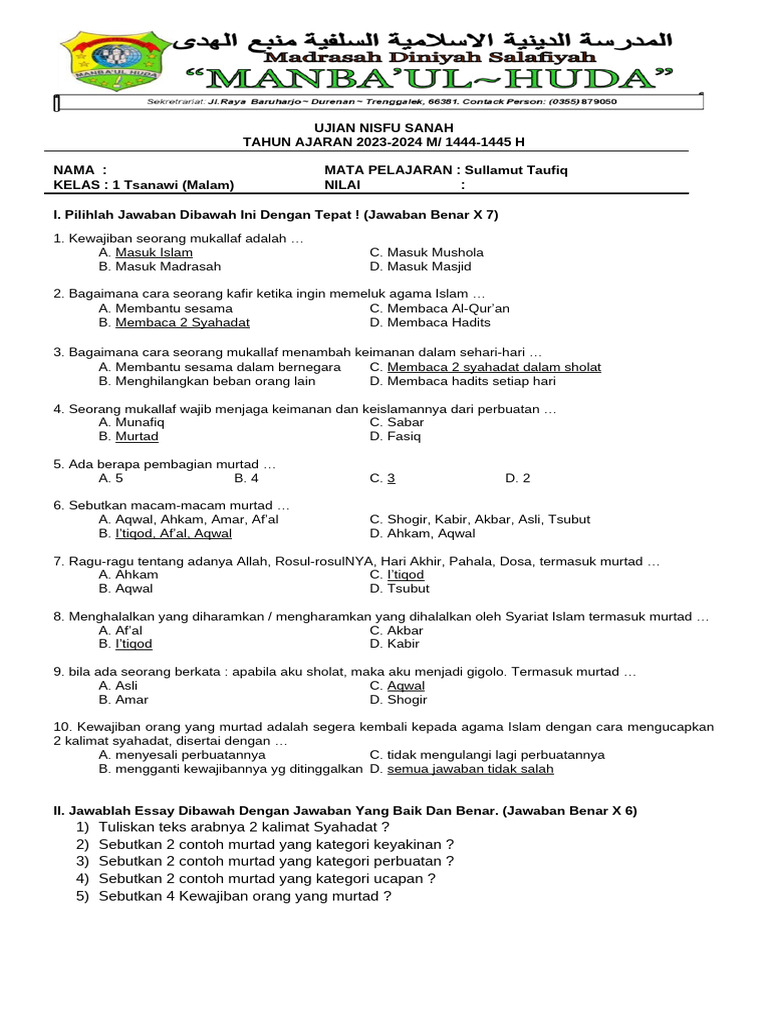 Soal Madin Sulam Taufiq | PDF
