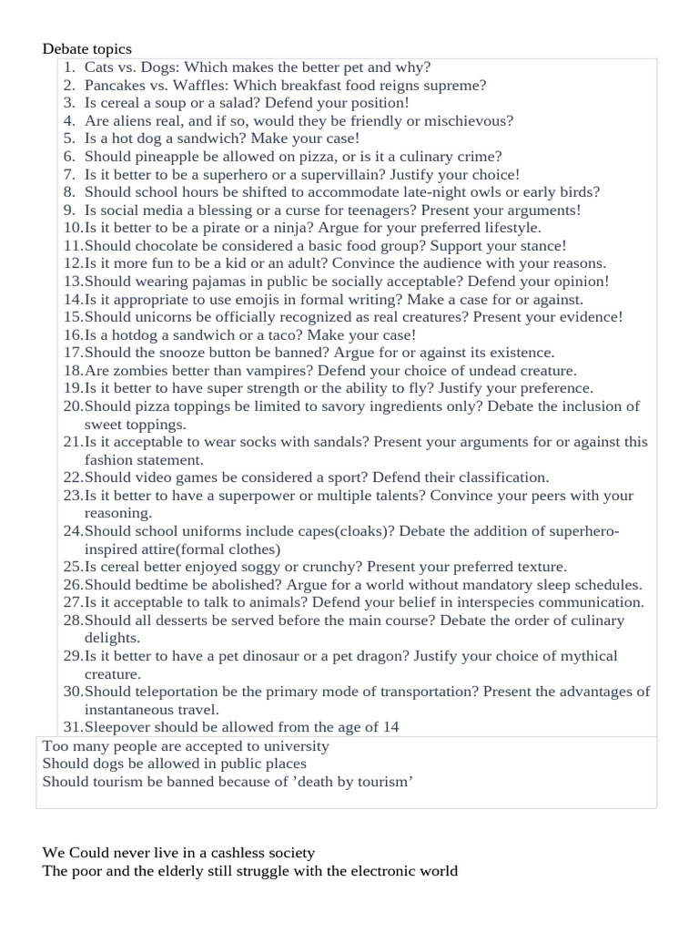 Debate Topics | PDF