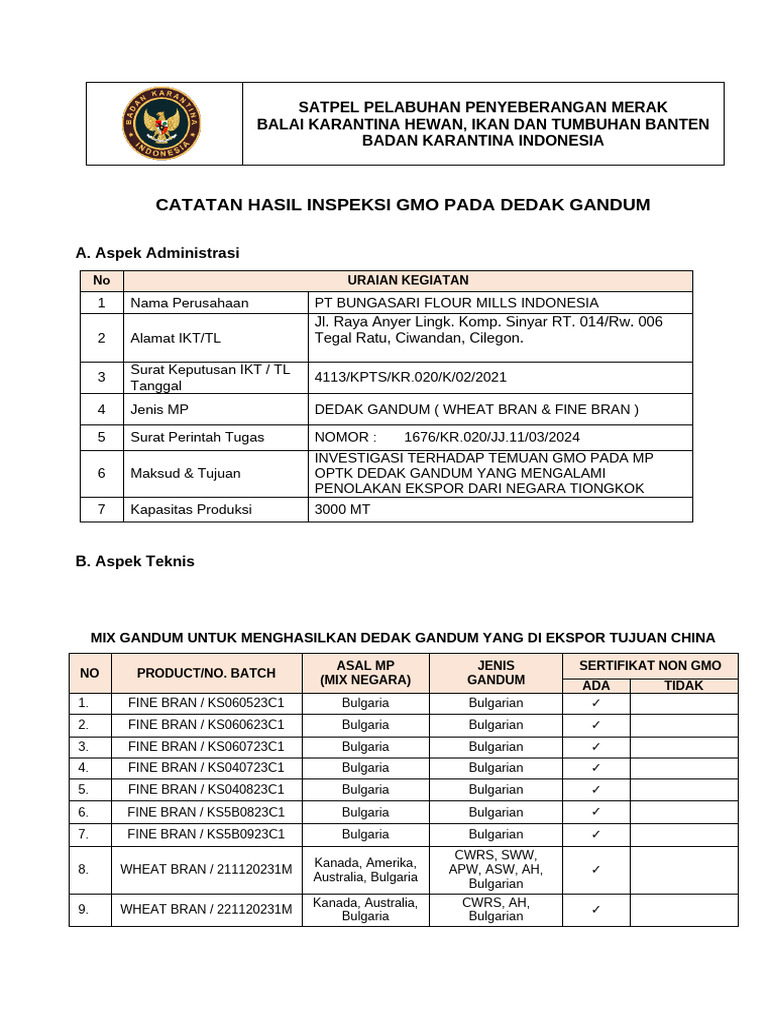 Form Inspeksi GMO | PDF