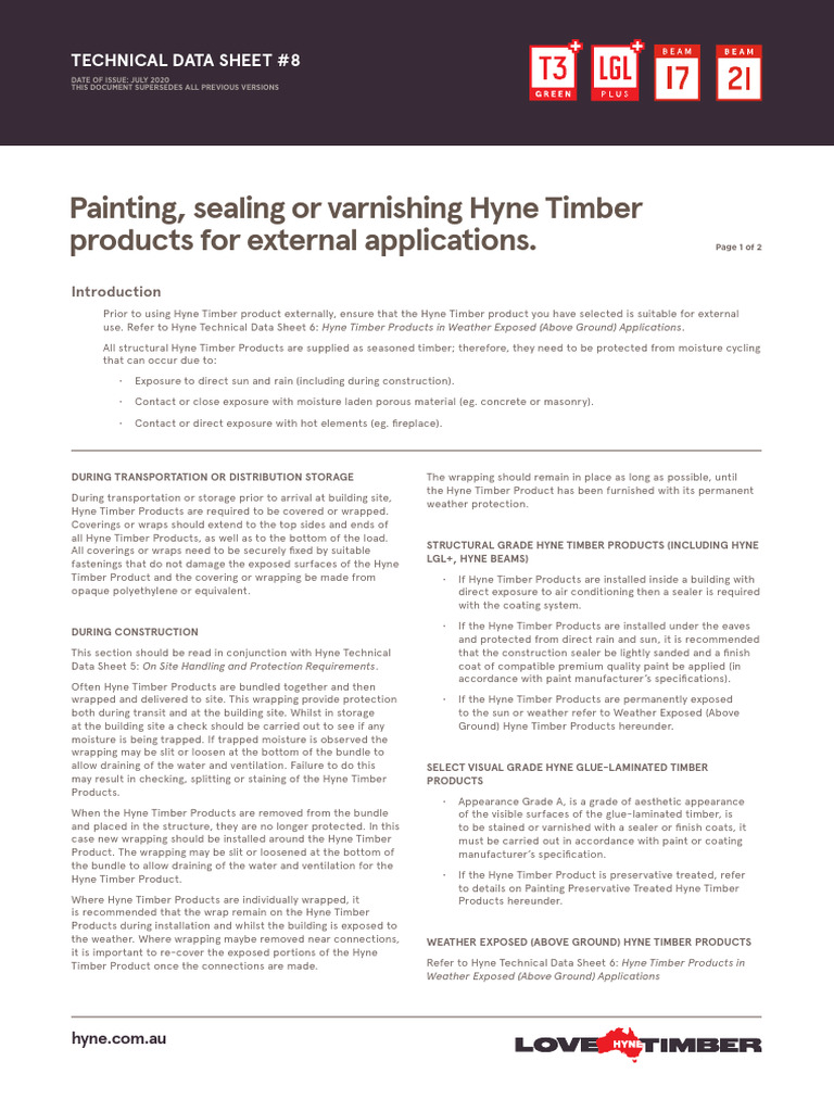 Hyne Timber TDS 8 - Painting, Sealing or Varnishing Products For ...