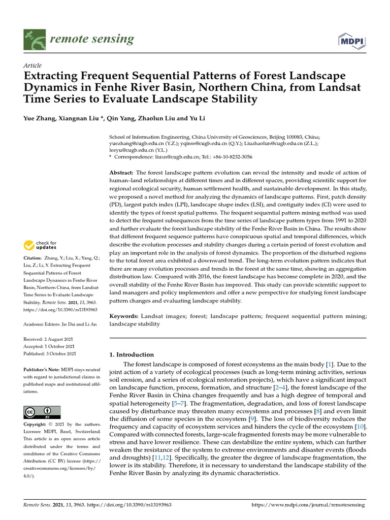 Extracting Frequent Sequential Patterns Of Forest Landscape Pdf