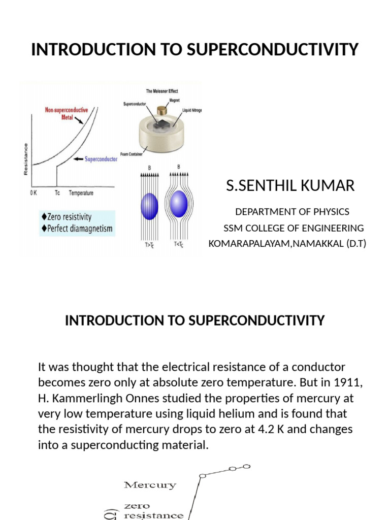 Introduction To Superconductivity: S.Senthil Kumar | PDF