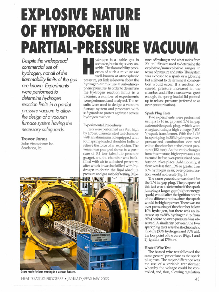 18 - Explosive Nature of Hydrogen in Partial Pressure Vacuum Trevor J | PDF