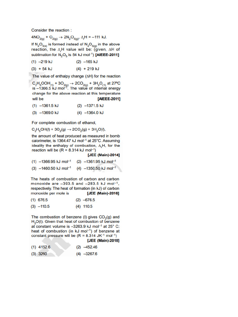 Thermodynamics Revision Test | PDF