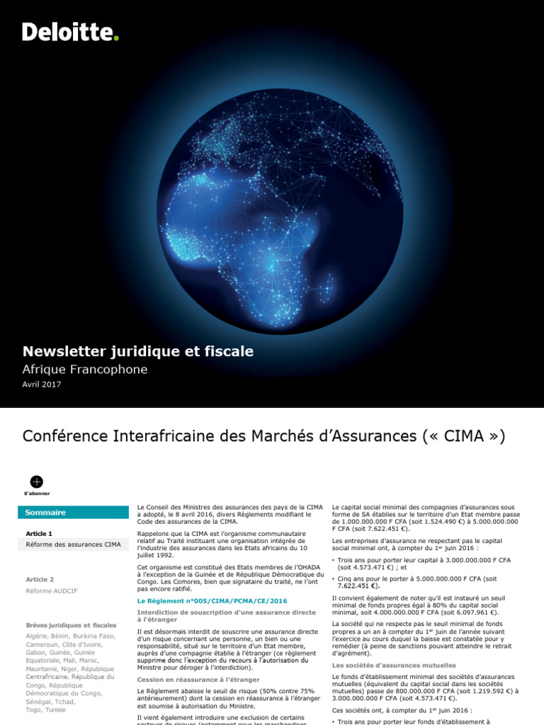 Deloitte Afrique Francophone Newsletter N 1 | PDF