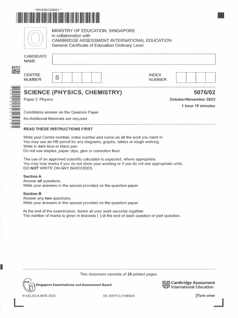 2023 Science Physics Paper 2 Structured Answer | PDF