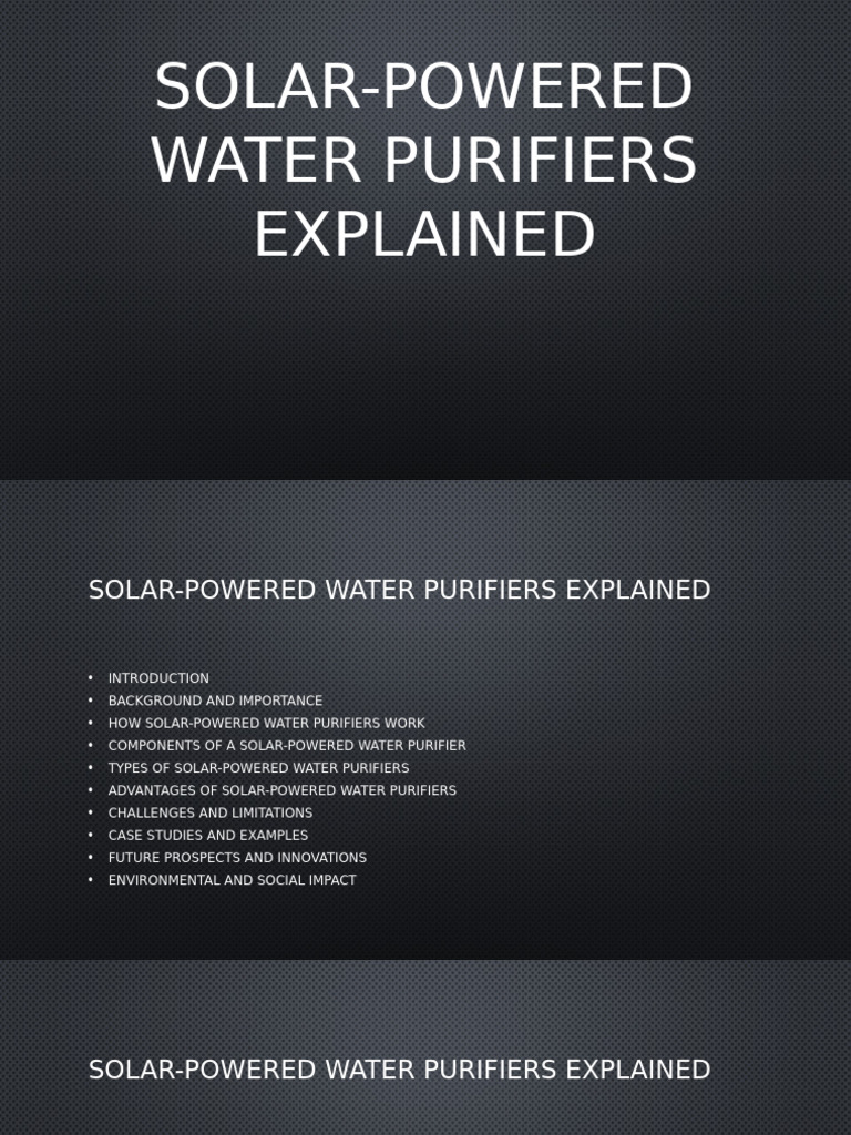 Solar-Powered Water Purifiers Explained | PDF