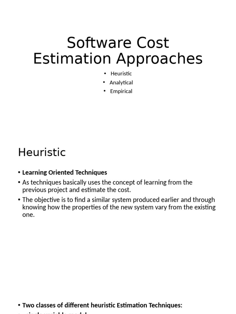 Software Cost Estimation Approaches Pdf