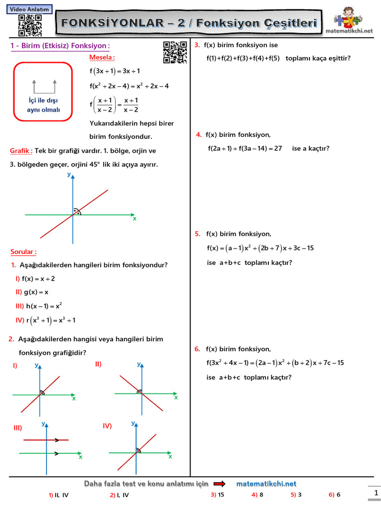 Fonksiyonlar Konu Anlatımı Testi 2 | PDF