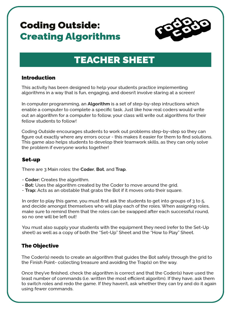 Rodocodo Unplugged Coding Outside | PDF
