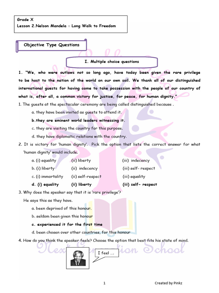 Grade X Lesson 2. Nelson Mandela | PDF