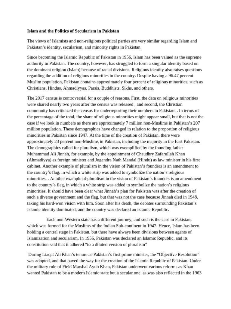 Islam and The Politics of Secularism in Pakistan | PDF