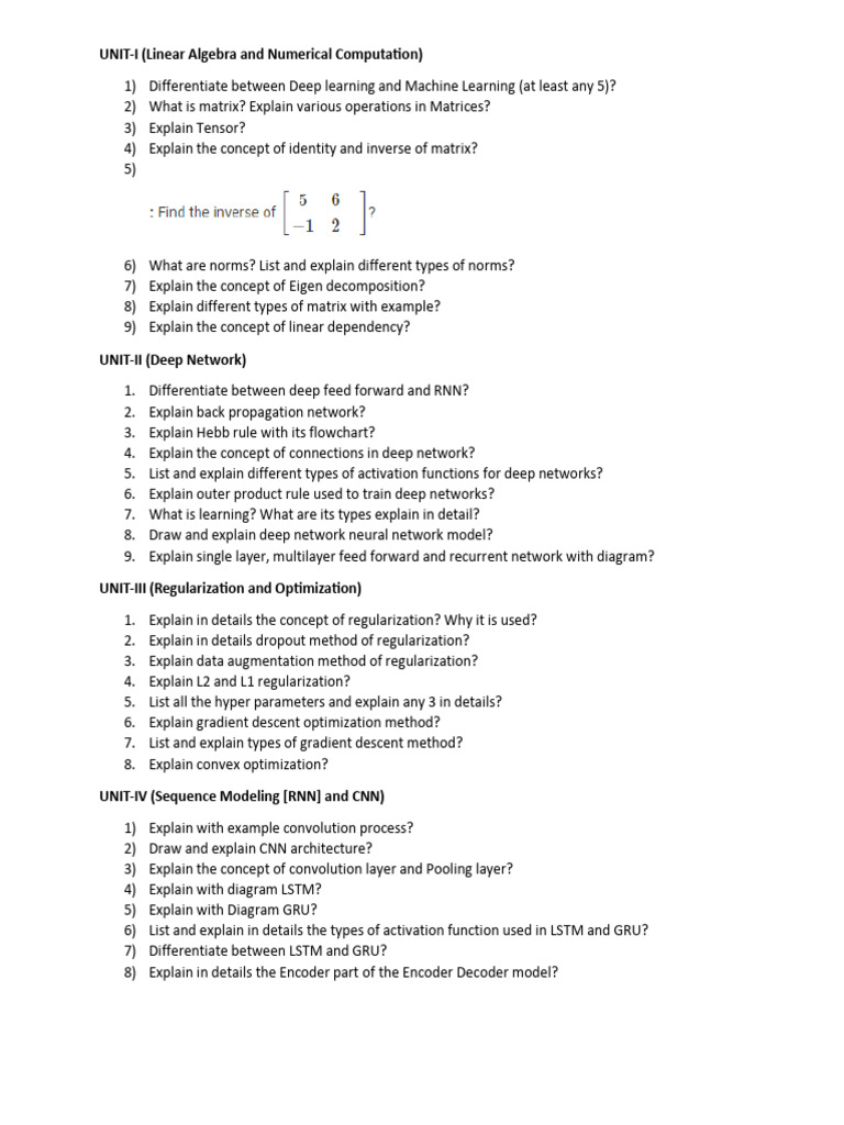 Deep Learning QB WC | PDF