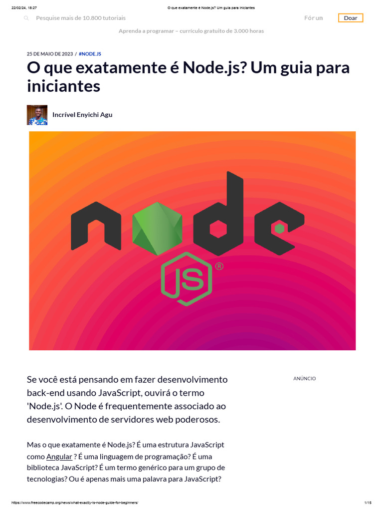 O Que Exatamente É Node - Js - Um Guia para Iniciantes | PDF