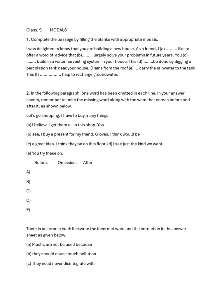 Modals Class 9th | PDF