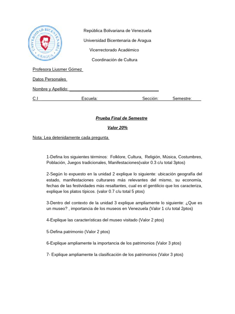 prueba de la uba | PDF