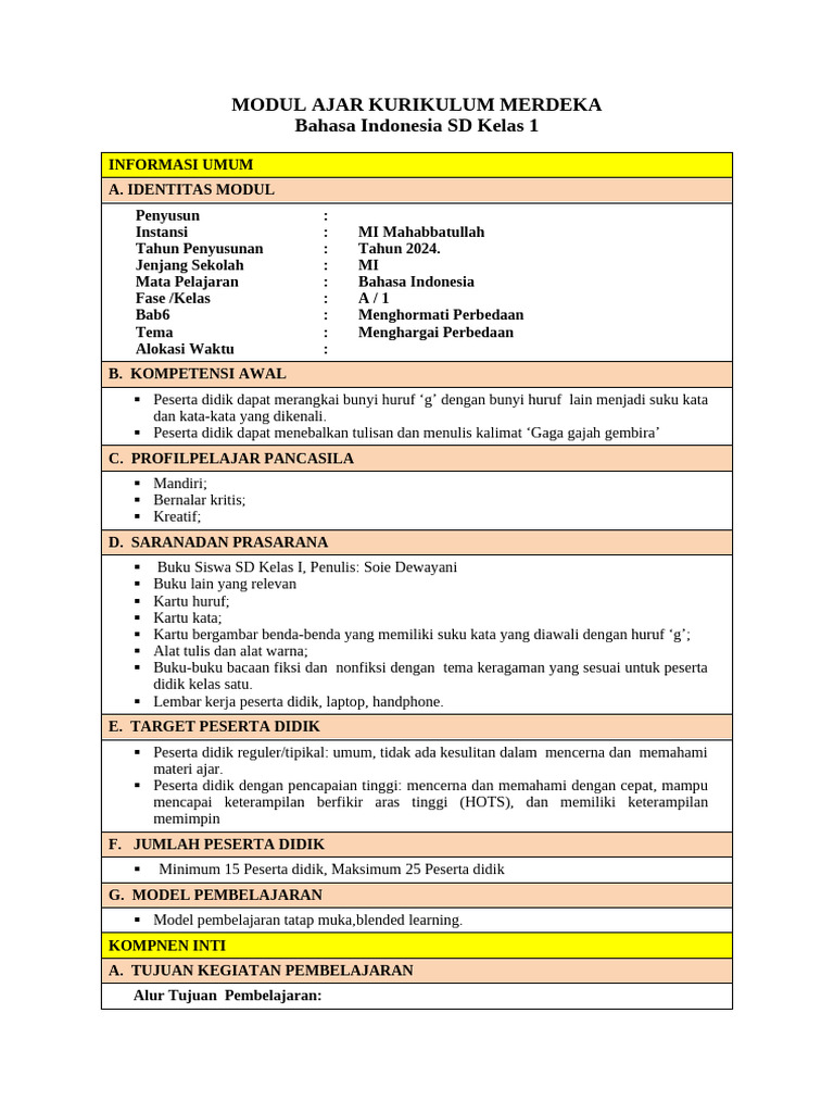 Modul Ajar BAB 6 B. Indonesia | PDF