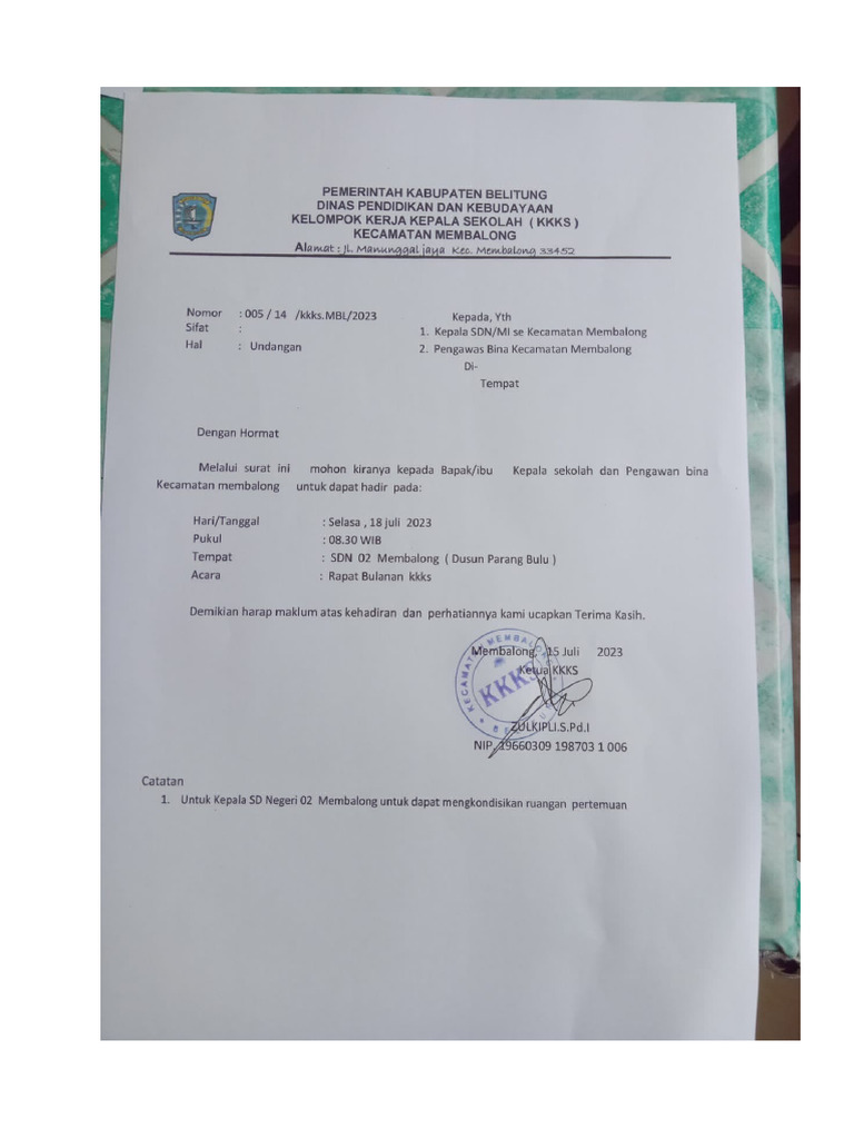 Surat k3s Kecamatan Bulan Juli | PDF