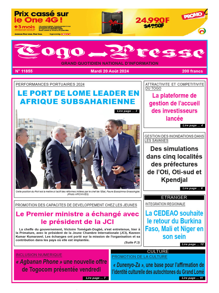 Togo Presse #11855 Du 20 Aout 2024 PDF | PDF