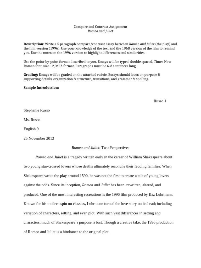 Compare and Contrast Assignment | PDF