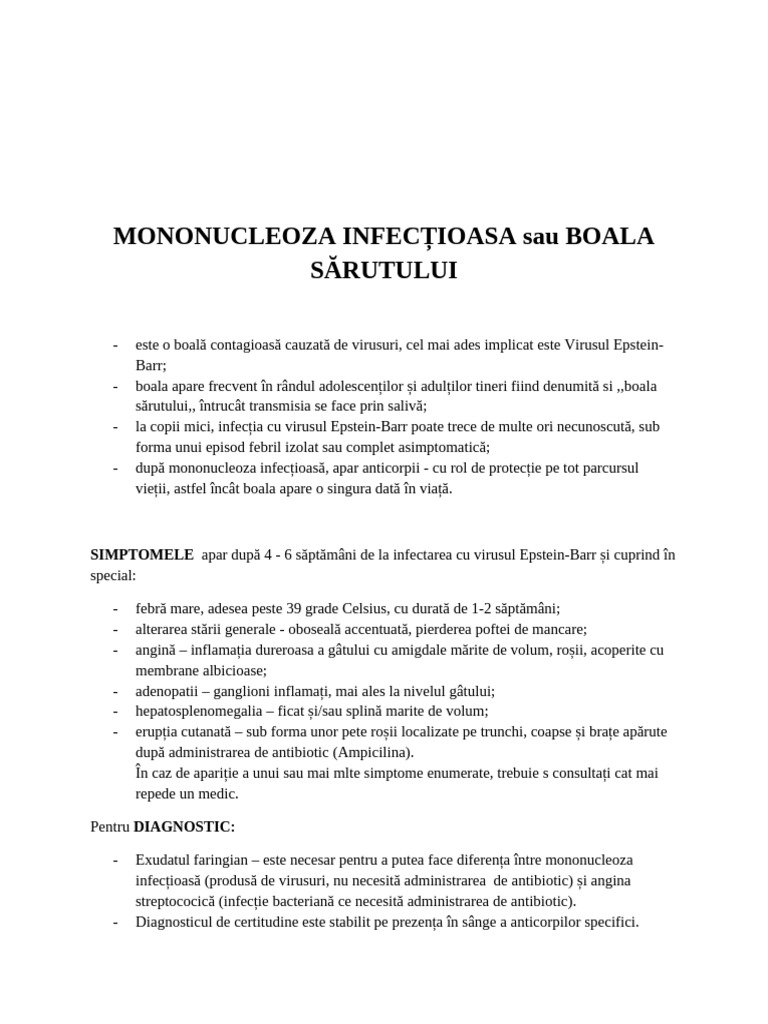 Mononucleoza Infectioasa | PDF