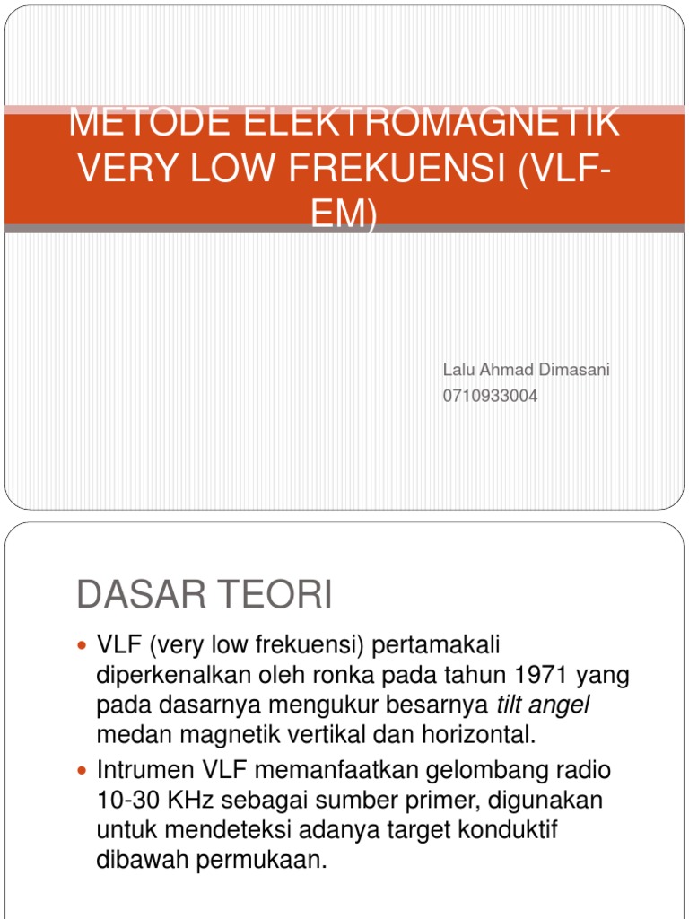 Metode Elektromagnetik Very Low Frekuensi (Vlf-Em) | PDF