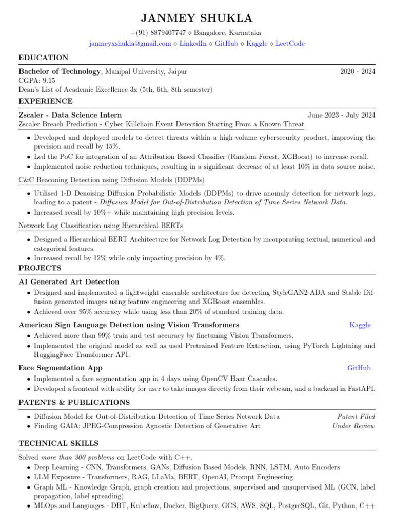 Janmey Shukla - Resume | PDF