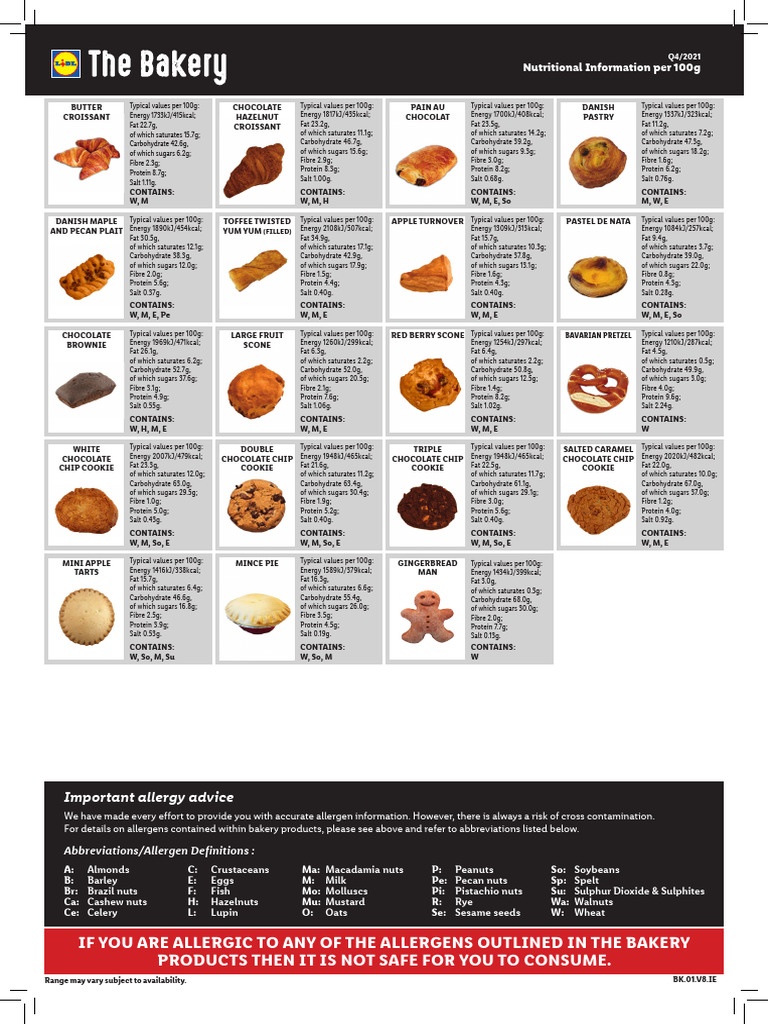 Lidl Ireland Bakery Nutritional Info | PDF