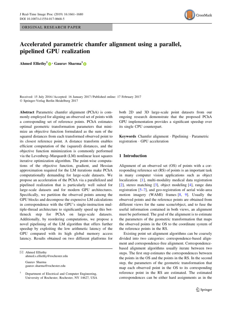 Accelerated Parametric Chamfer Alignment Using A Parallel, Pipelined GPU Realization | PDF