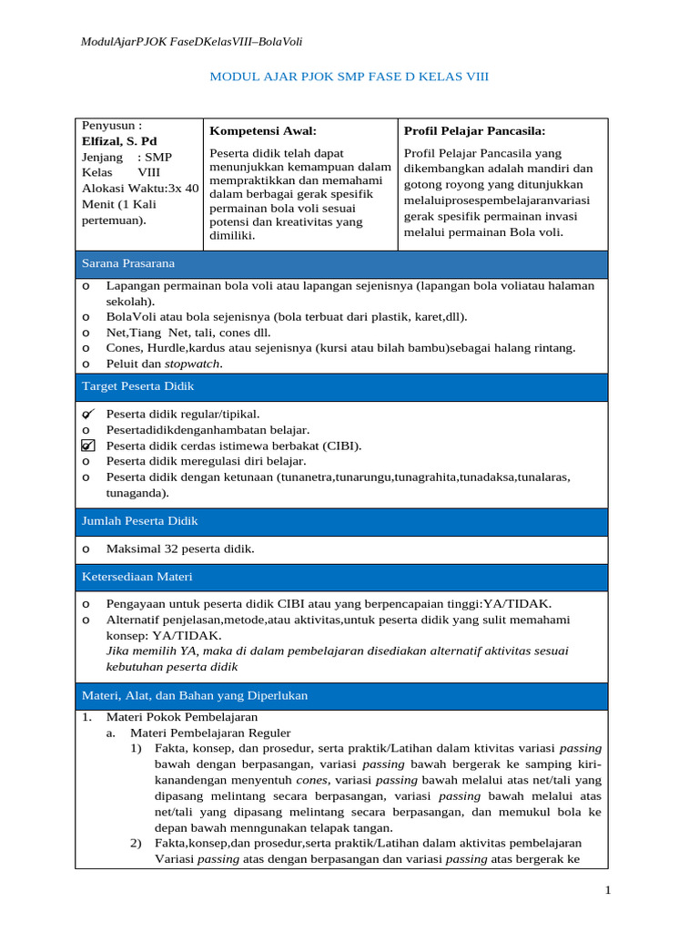 Modul Ajar PMM Pak El Baru | PDF