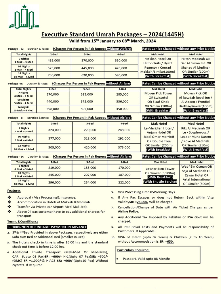 Executive Umrah Packages 2024 | PDF