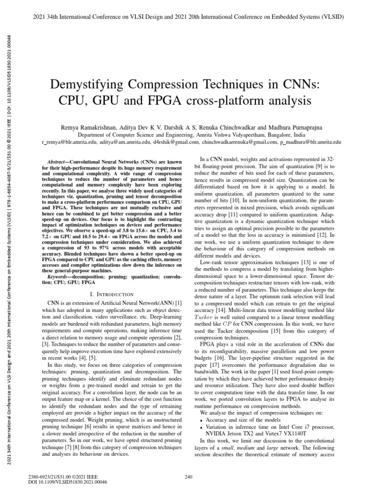 Demystifying Compression Techniques in CNNs CPU GPU and FPGA Cross ...