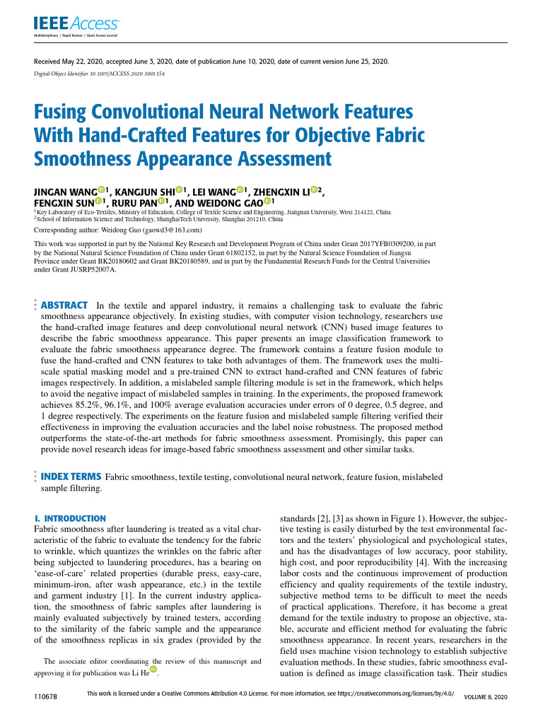 Fusing Convolutional Neural Network Features With Hand-Crafted Features For Objective Fabric ...