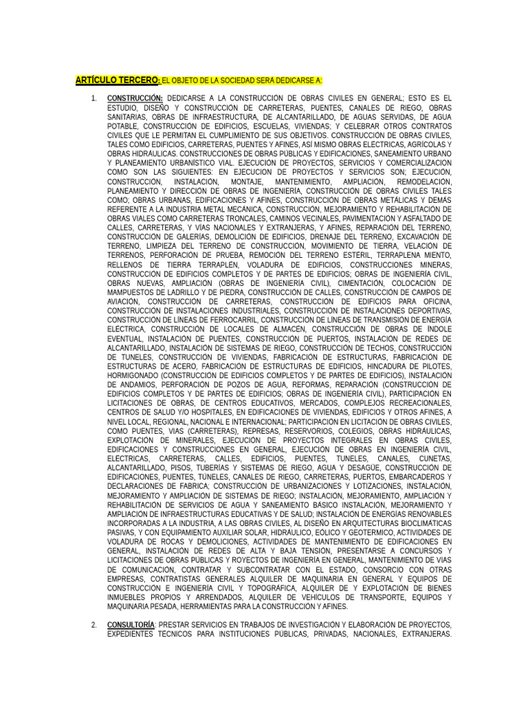 Modelo Objeto Social | PDF