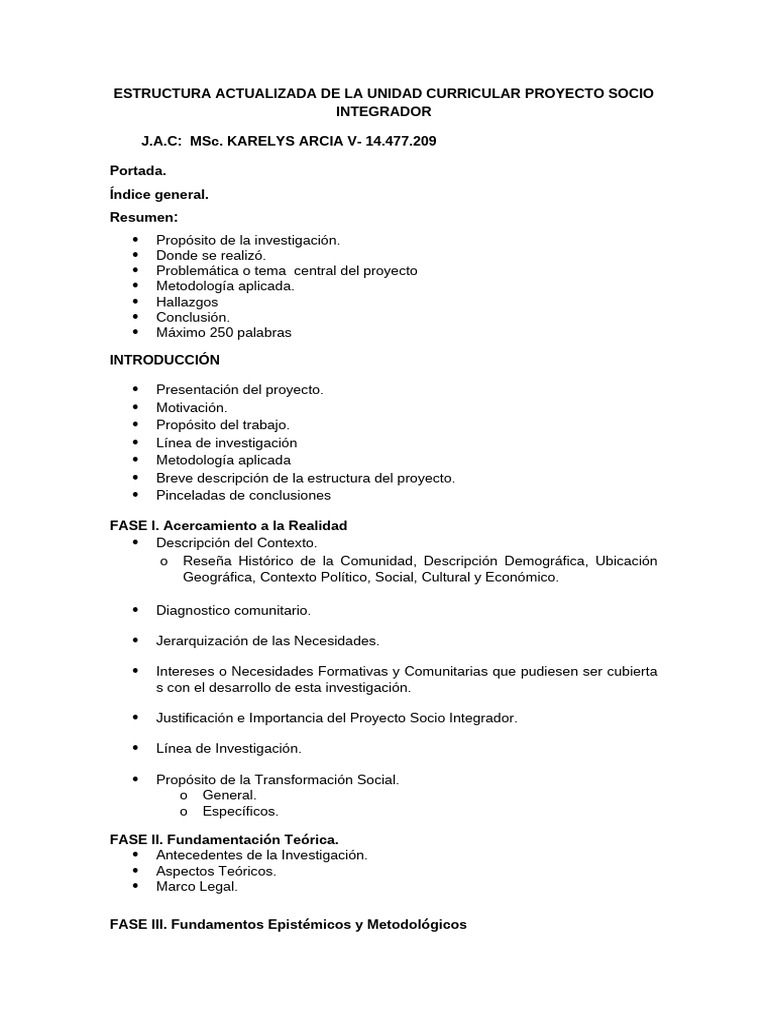 Estructura para El Desarrollo Del Proyecto Socio Integrador Mayo 2023 | PDF