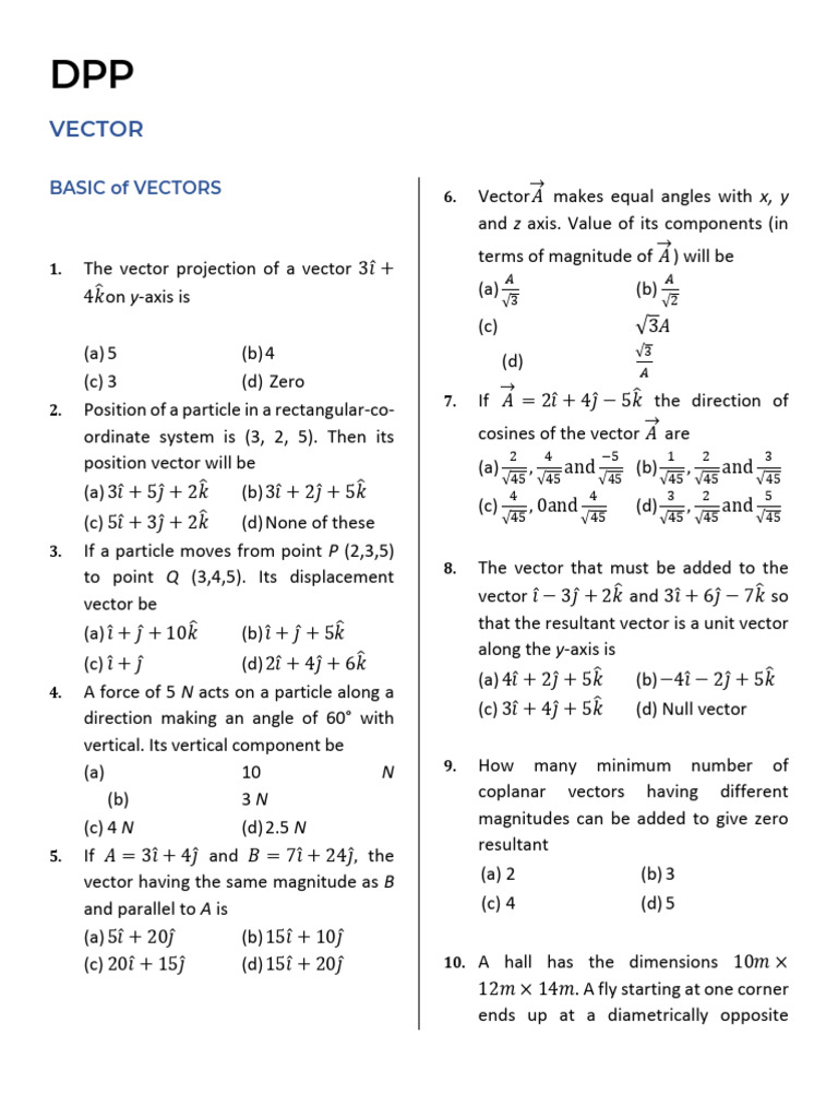 New Vectors DPP | PDF | Euclidean Vector | Force