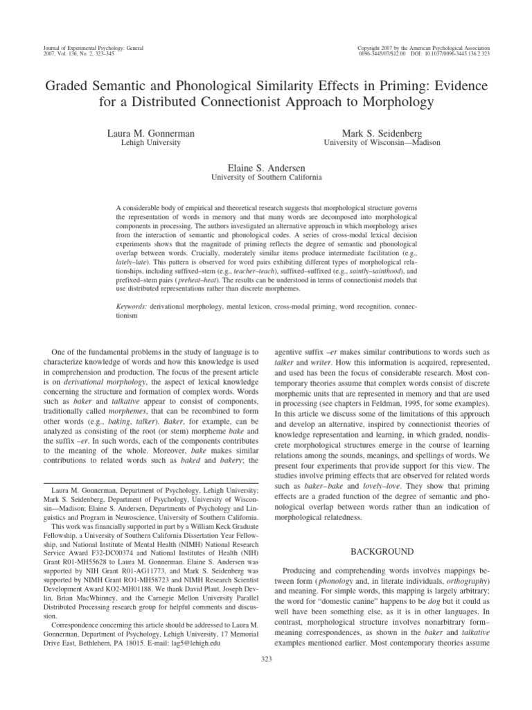 Gonnerman and Saidenberg | PDF