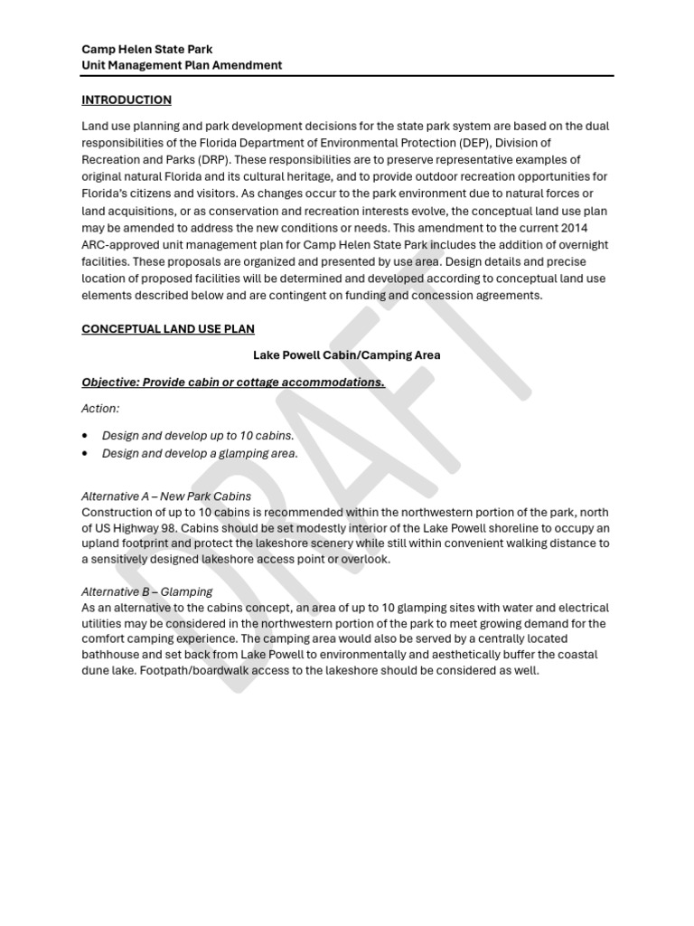 Camp Helen State Park UMP Amendment 2024 | PDF | Trail | Parks