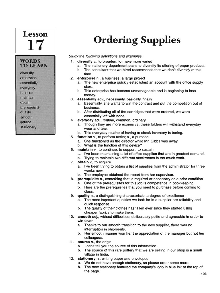 Lesson 17 Ordering Supplies | PDF