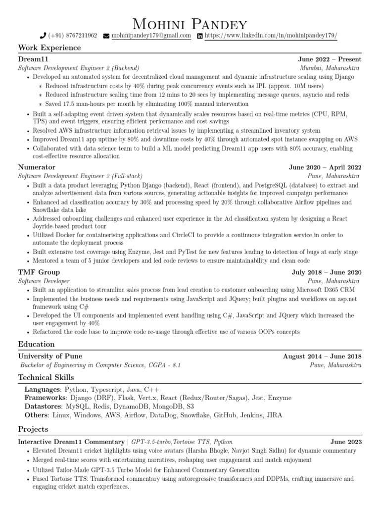 Mohini Resume 2024 | PDF