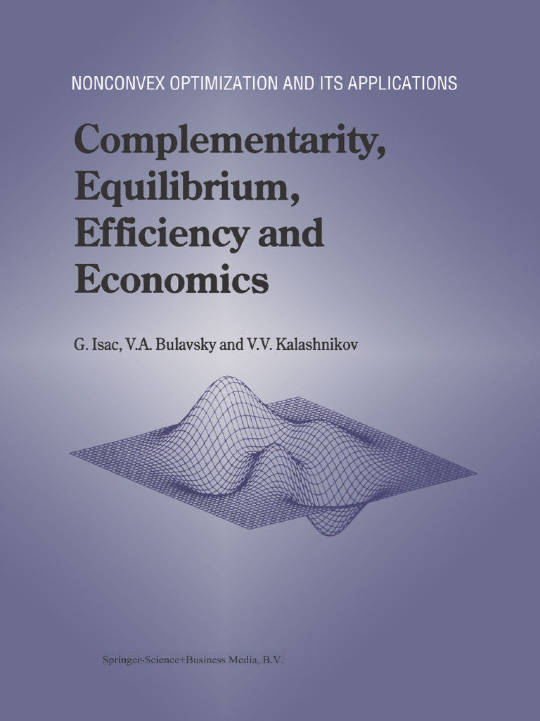 Complementarity, Equilibrium, Efficiency and Economics | PDF