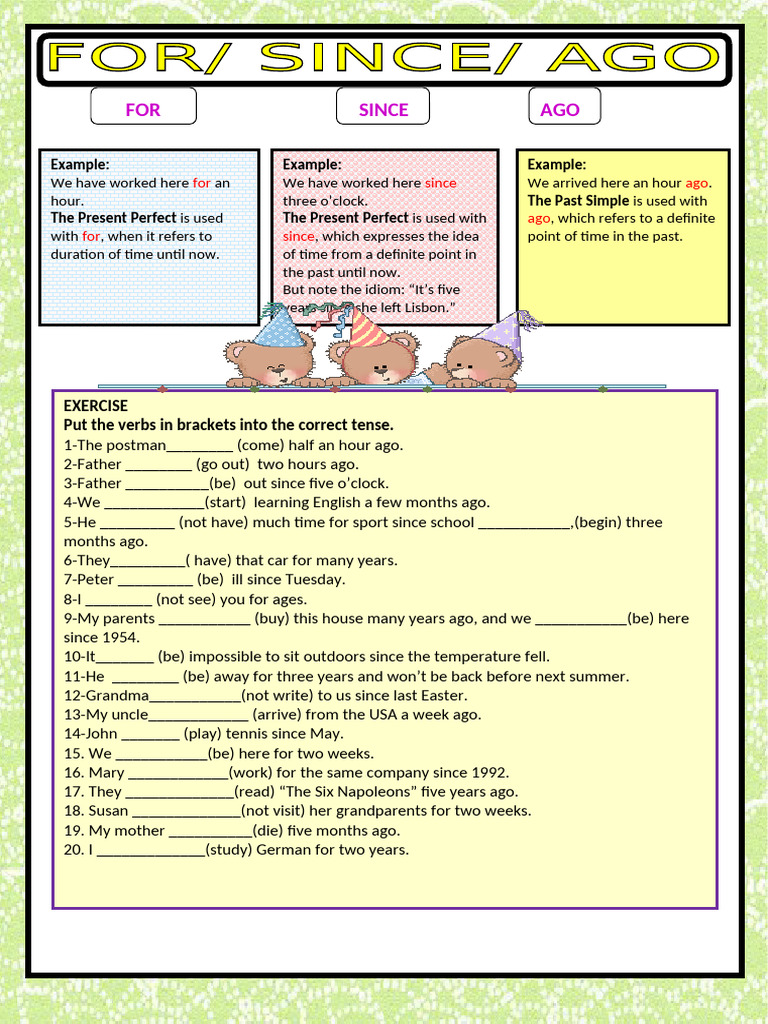 For Since-Ago With Perfect Hala | PDF