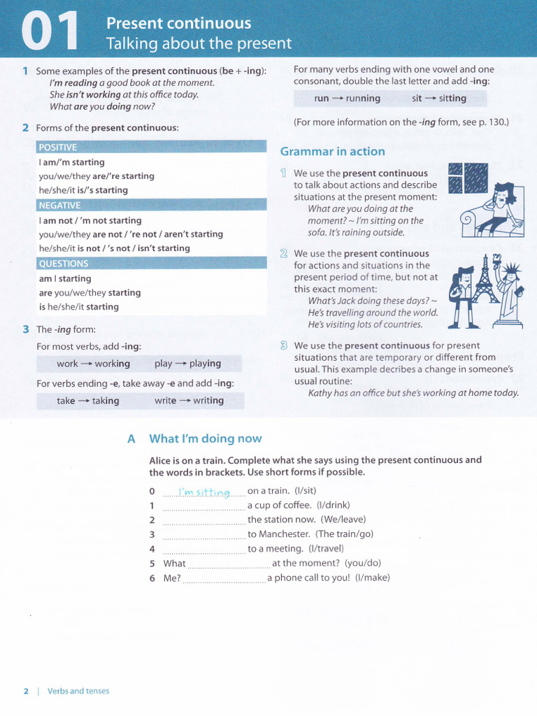 Present Continuous Homework | PDF