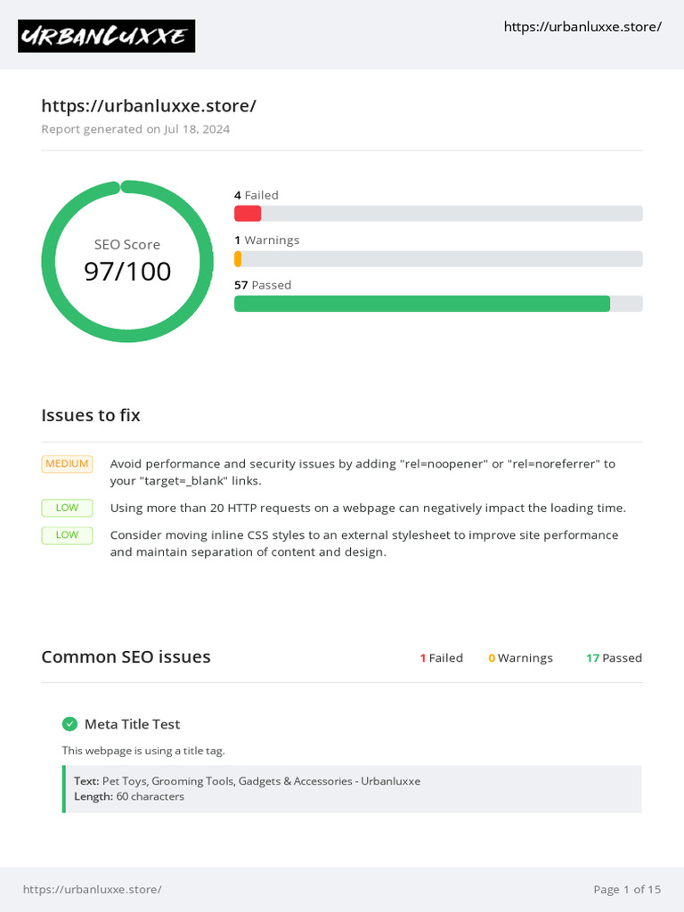 WWW Urbanluxxe store%20Technical%20SEO%20Audit%20Report | PDF | Public ...
