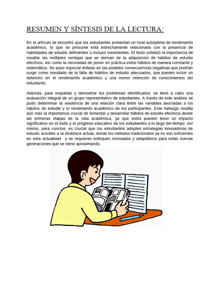 Resumen y Síntesis de La Lectura | PDF